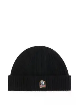 PARAJUMPERS Ribbed-knit Logo-patch Beanie Hat - Black