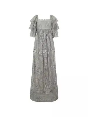 Alberta Ferretti Lace Puff-sleeve Maxi Dress