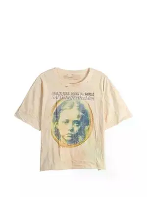 SAITOS Graphic-print Distressed T-shirt - Neutrals