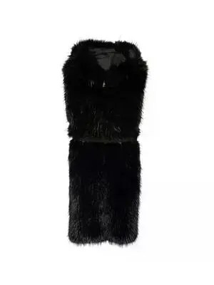 Moncler Faux Fur Hooded Gilet - Black