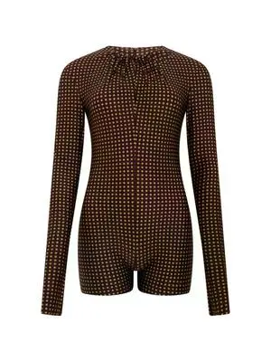 Philosophy Di Lorenzo Serafini Polka-dot Long-sleeve Jumpsuit - Brown