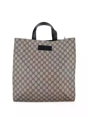 Gucci Convertible Soft Open Gg Coated Canvas Tall Tote Bag - Brown