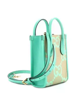 Gucci Vertical Tote Jumbo Gg Canvas Mini Crossbody Bag - Green