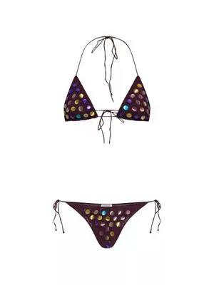 Oseree Appliqué-detailed Triangle Bikini