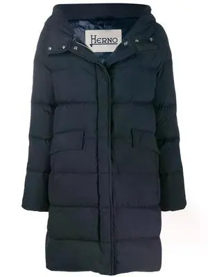 Herno Quilted Hooded Down Coat - Blue