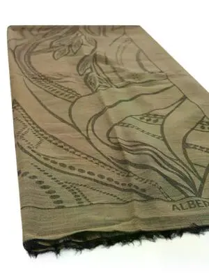 Alberta Ferretti Leaf-pattern Frayed-edge Scarf