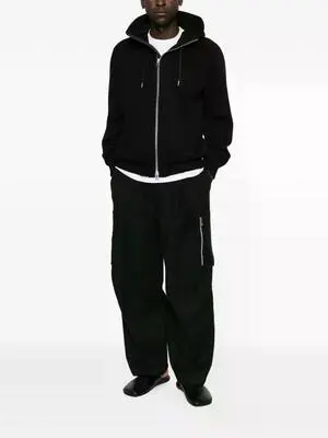 Sacai Zip-up Drawstring Hoodie - Black