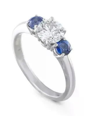 LB EXCLUSIVE Platinum Diamond And Sapphire Three-stone Ring - Silver