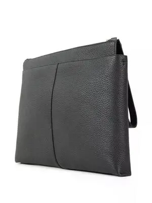 TOD'S Logo-patch Pebbled Clutch Bag - Black