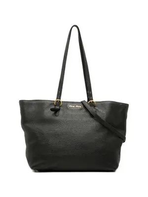 Miu Miu 2010-2026 Vitello Daino Open Convertible Tote Satchel - Black