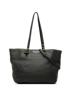 Miu Miu Vitello Daino Open Convertible Tote Satchel - Black