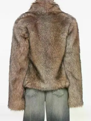 B&B COUTURE Faux-fur Wide-lapel Coat