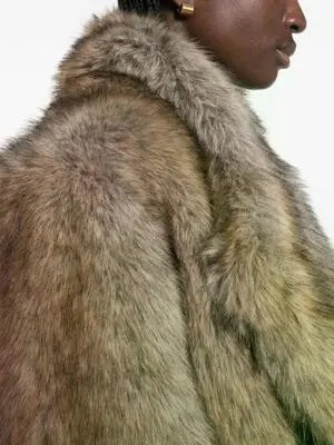 B&B COUTURE Faux-fur Wide-lapel Coat