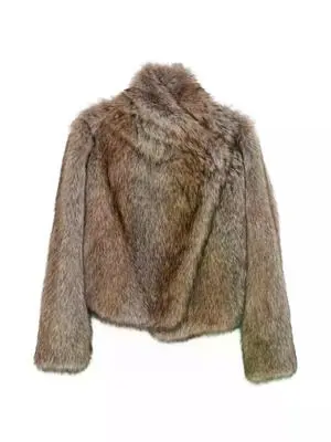 B&B COUTURE Faux-fur Wide-lapel Coat - Brown