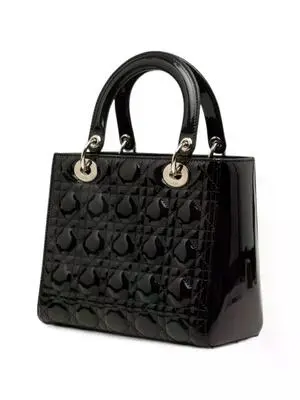 Dior 2013 Medium Patent Cannage Lady Satchel - Black