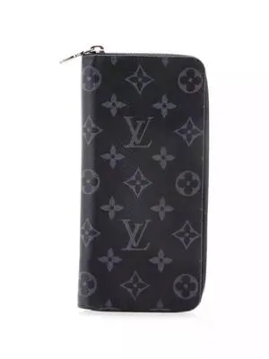 LOUIS VUITTON Zippy Wallet Monogram Eclipse Canvas Vertical Small Wallets - Black