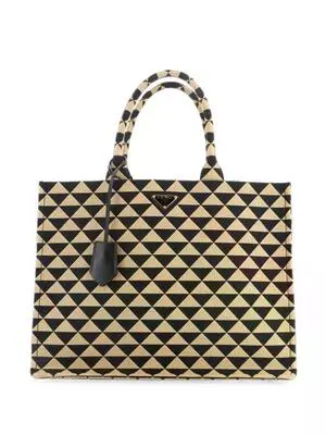 Prada Symbole Shopper Jacquard Large Tote Bag - Black