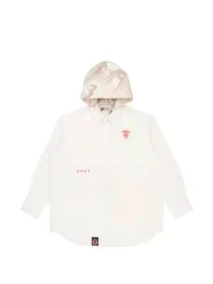 AAPE BY *A BATHING APE Moonface Embroidered Hooded Shirt - White