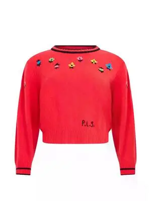 Philosophy Di Lorenzo Serafini Cropped Sweater With Floral Embroidery - Red