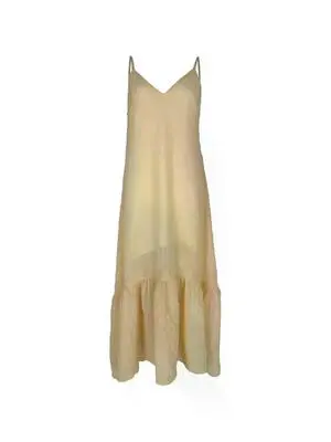 Maje Sleeveless V-neck Ruffled Hem Maxi Dress