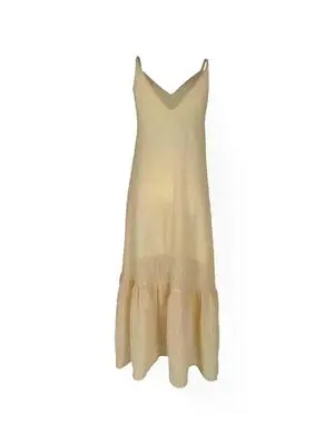 Maje Sleeveless V-neck Ruffled Hem Maxi Dress
