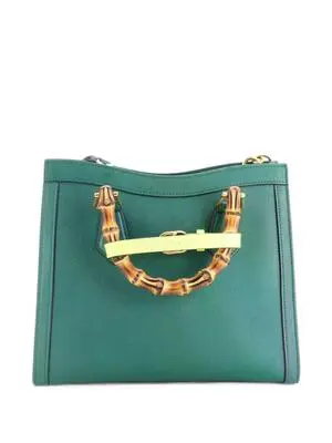 Gucci Diana Nm Bamboo Handle Leather Small Tote Bag - Green