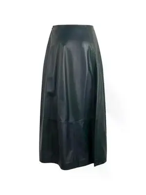 Alberta Ferretti Pleated Leather Skirt