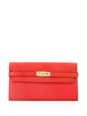 Hermès Kelly Wallet Chevre Mysore Long Small Wallets - Red