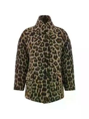 Alberto Biani Animal Print Brushed Finish Coat