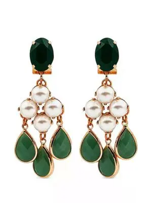 ANTON HEUNIS Crystal And Faux Pearl Chandelier Earrings