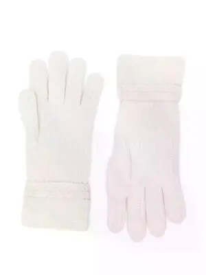 Eleventy Ribbed-knit Logo-patch Gloves - Neutrals