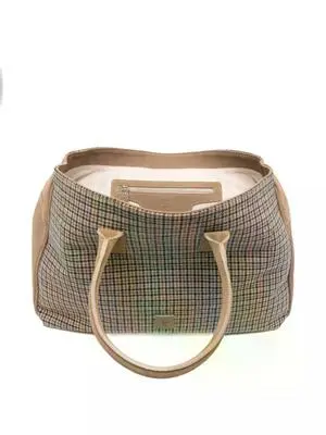 Eleventy Check-pattern Suede-panelled Tote Bag