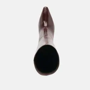 DOLCEVITA Jazmin Knee-high Pointed Toe Kitten Heel Boots - Black Cherry Leather