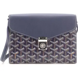 Goyard Chypre Wallet On Strap Coated Canvas With Leather - Blue
