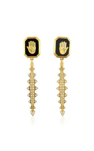 AMRAPALI 18k Yellow Gold Diamond And Onyx Drop Earrings - Black