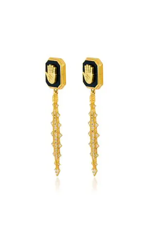 AMRAPALI 18k Yellow Gold Diamond And Onyx Drop Earrings