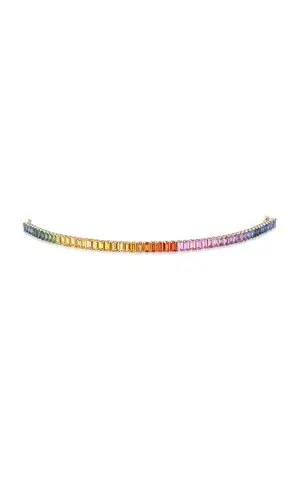 JULIA CHAFE 14k Yellow Gold Emerald Cut Rainbow Sapphire Bracelet - Multi