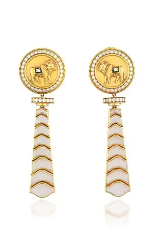 AMRAPALI 18k Yellow Gold Diamond And Rose Quartz Earrings - White