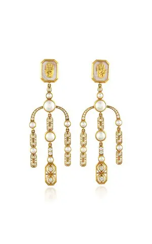 AMRAPALI 18k Yellow Pearl And Diamond Chandelier Earrings - Gold