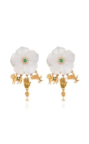 AMRAPALI 18k Yellow Gold Sugar Rush Earrings With Diamond, Emerald, And Chalcedony