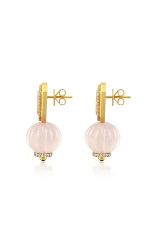 AMRAPALI 18k Yellow Gold Rose Quartz And Diamond Dangle Earrings
