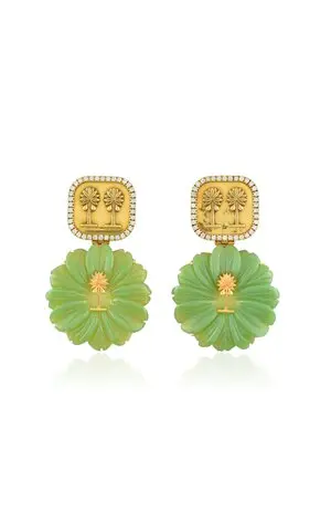 AMRAPALI 18k Yellow Gold Jade And Diamond Drop Earrings - Green