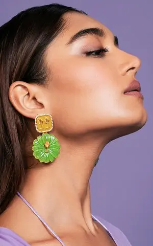 AMRAPALI 18k Yellow Gold Jade And Diamond Drop Earrings