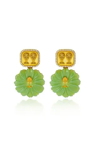 AMRAPALI 18k Yellow Gold Jade And Diamond Drop Earrings