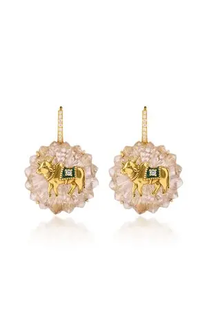 AMRAPALI 18k Yellow Earrings With Golden Rutile And Diamonds