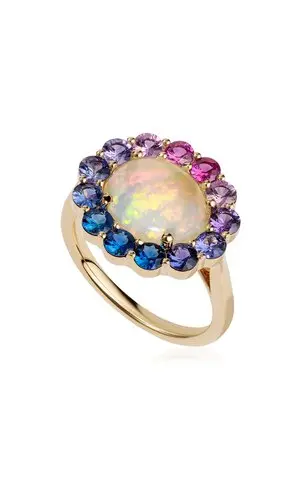 JULIA CHAFE 14k Yellow Gold Opal And Sapphire Ring - Blue