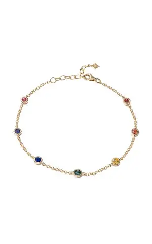 JULIA CHAFE 14k Yellow Gold Rainbow Sapphire Bezel Bracelet - Multi