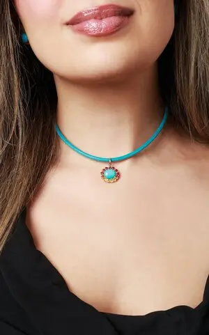 JULIA CHAFE 14k Yellow Gold Turquoise Sunset Charm