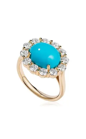 JULIA CHAFE 14k Yellow Gold Turquoise Diamond Ring - Blue