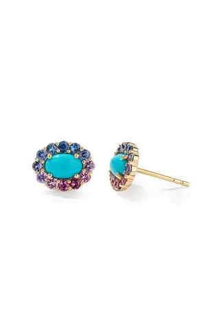 JULIA CHAFE 14k Yellow Gold Turquoise Twilight Stud Earrings - Blue